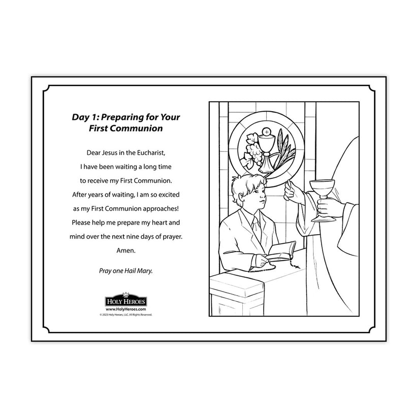 First Communion Novena Coloring Download | Holy Heroes