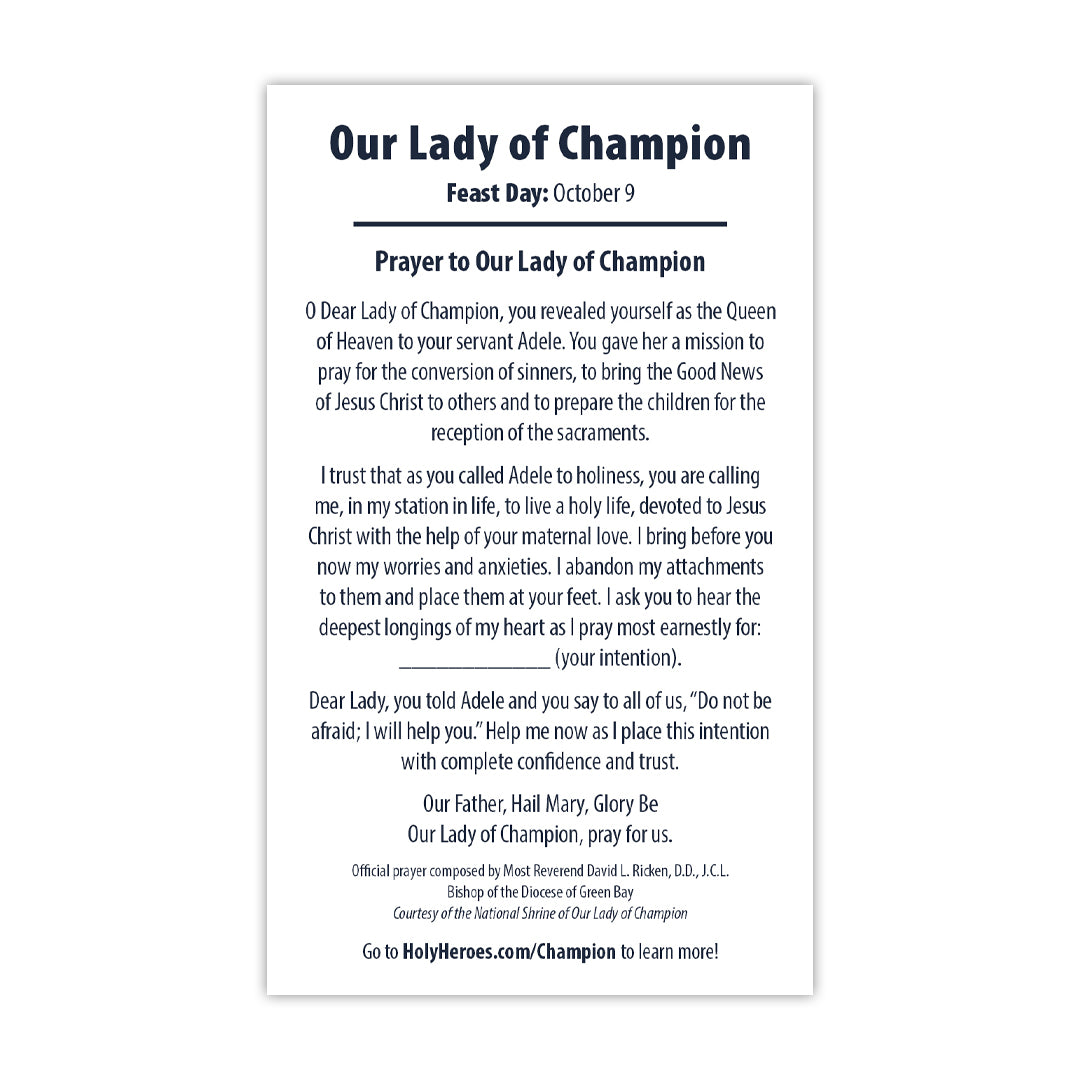 Our Lady of Champion Prayer Card – Holy Heroes